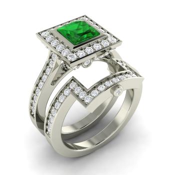 Elmira Engagement Ring with Princess cut Emerald, SI Diamond | 1.81 ...