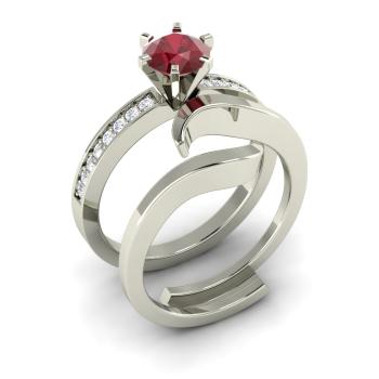 Emblem Engagement Ring with Round Ruby, SI Diamond | 1.54 carats Round ...