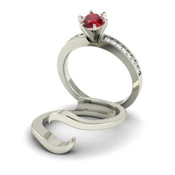 Emblem Engagement Ring with Round Ruby, SI Diamond | 1.54 carats Round ...