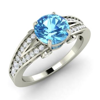 Xena Ring with Round Blue Topaz, SI Diamond | 1.48 carats Round Blue ...