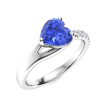 Ainter Ring with Heart Ceylon Sapphire, SI Diamond | 1.6 carats Heart ...