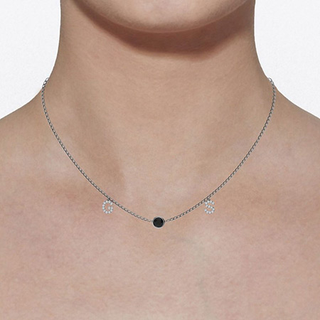 Alan Necklace with Round Black Diamond, SI Diamond | 1.31 carats Round ...
