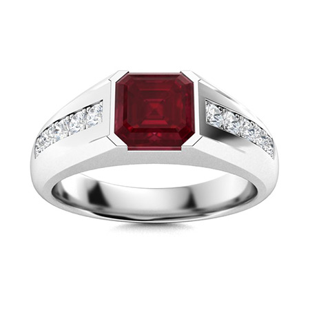 Men's Lab-Created Ruby Wedding Bands | Men's Lab-Created Ruby Rings ...