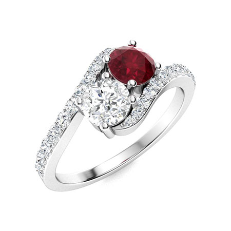 Alessia Ring with Round Ruby, SI Diamond | 1.4 carats Round Ruby ...