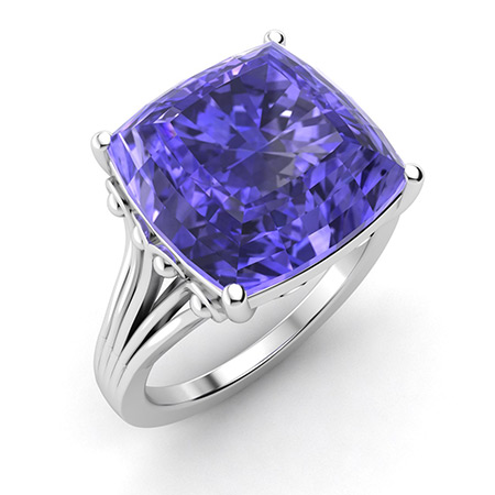 Allura Ring with Cushion cut Tanzanite | 4.93 carats Rectangle ...