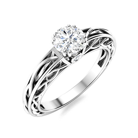 Basque Ring with Round Custom Diamond, SI Diamond | 0.02 carats Round ...
