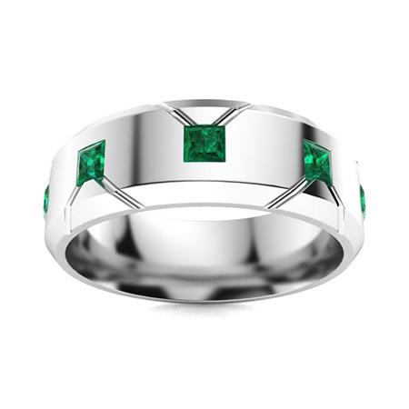Men's Lab Created Emerald Wedding Bands | Men's Lab Created Emerald ...
