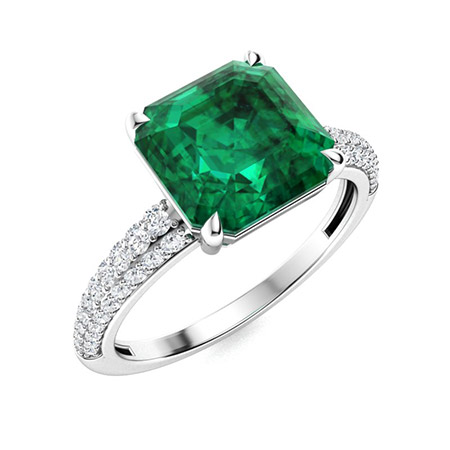 Callum Ring with Emerald cut Emerald, SI Diamond | 2.63 carats ...