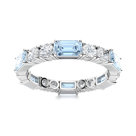 Camilo Ring with Emerald cut Aquamarine, SI Diamond | 3.06 carats ...