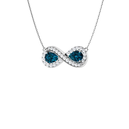 Cher Necklace with Pear London Blue Topaz, SI Diamond | 0.69 carats ...
