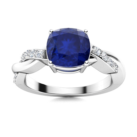 Comfort Ring with Cushion cut Sapphire, SI Diamond | 1.5 carats ...