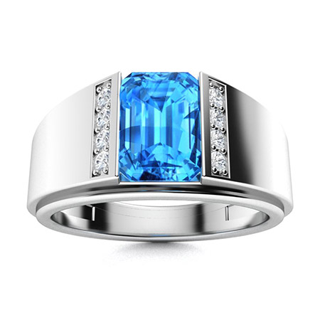 Men's Blue Topaz Wedding Bands | Men's Blue Topaz Rings | Diamondere