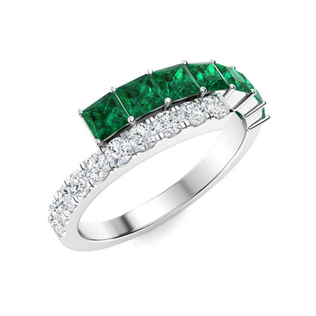 Debbie Ring with Princess cut Emerald, SI Diamond | 1.0 carat Square ...