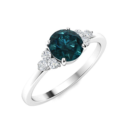 Digna Ring with Round Blue Diamond, SI Diamond | 0.94 carats Round Blue ...