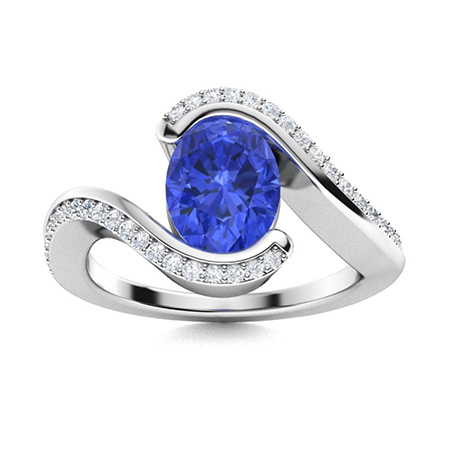 Divine Ring with Oval Ceylon Sapphire, SI Diamond | 1.85 carats Oval ...