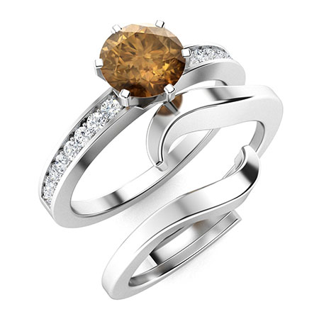 Emblem Ring with Round Brown Diamond, SI Diamond | 1.24 carats Round ...