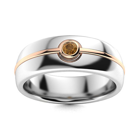 Emerson Men's Ring with Round Brown Diamond | 0.06 carats Round Brown ...