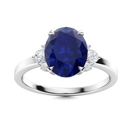 Emory Ring with Oval Sapphire, SI Diamond | 2.38 carats Oval Sapphire ...