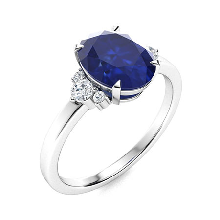 Emory Ring with Oval Sapphire, SI Diamond | 2.38 carats Oval Sapphire ...