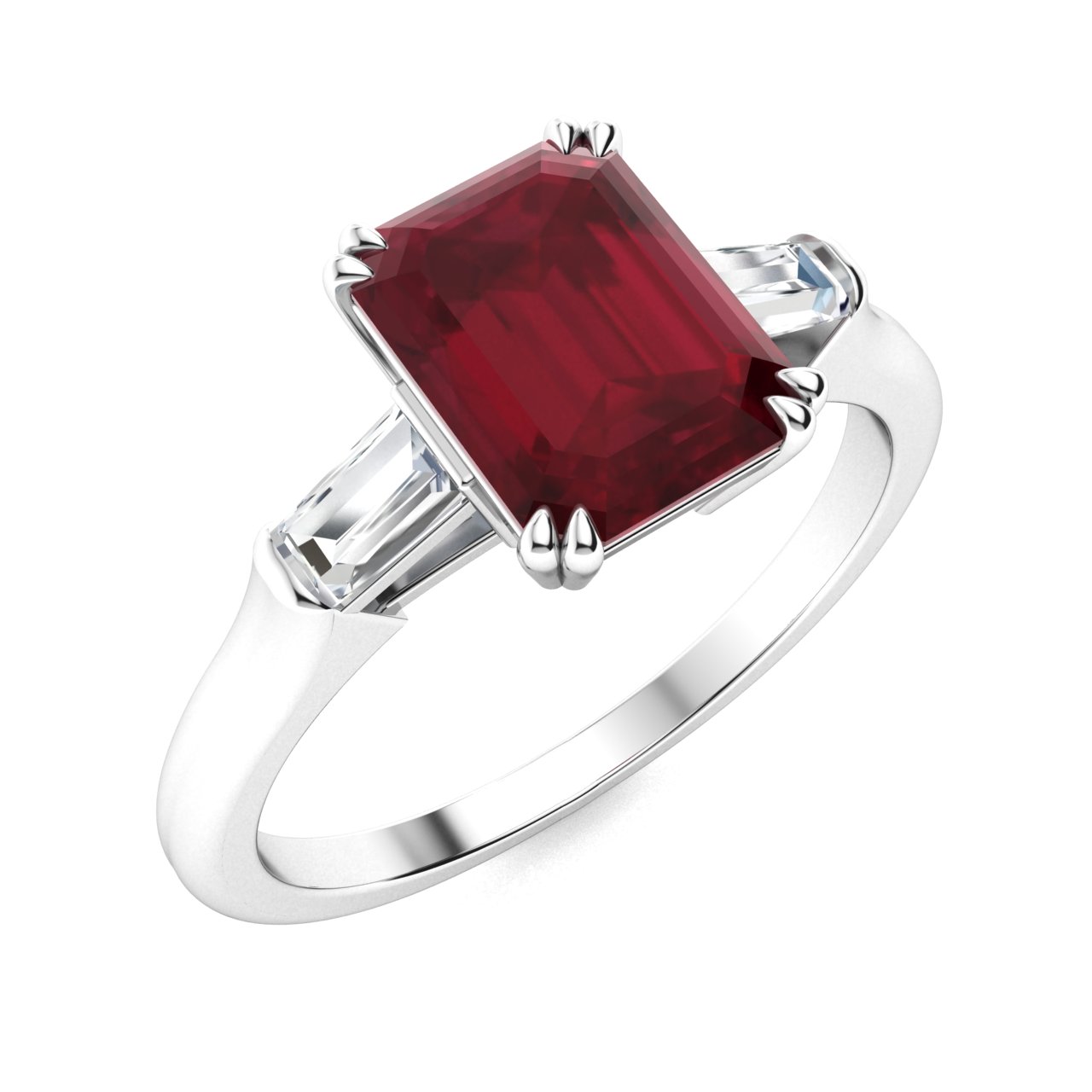 Enit Ring with Emerald cut Ruby, VS Diamond | 1.76 carats Rectangle ...