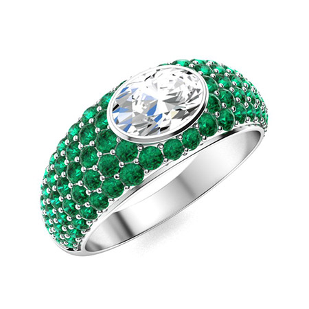 Enoch Ring with Round Emerald, VS Diamond | 1.92 carats Round Emerald ...