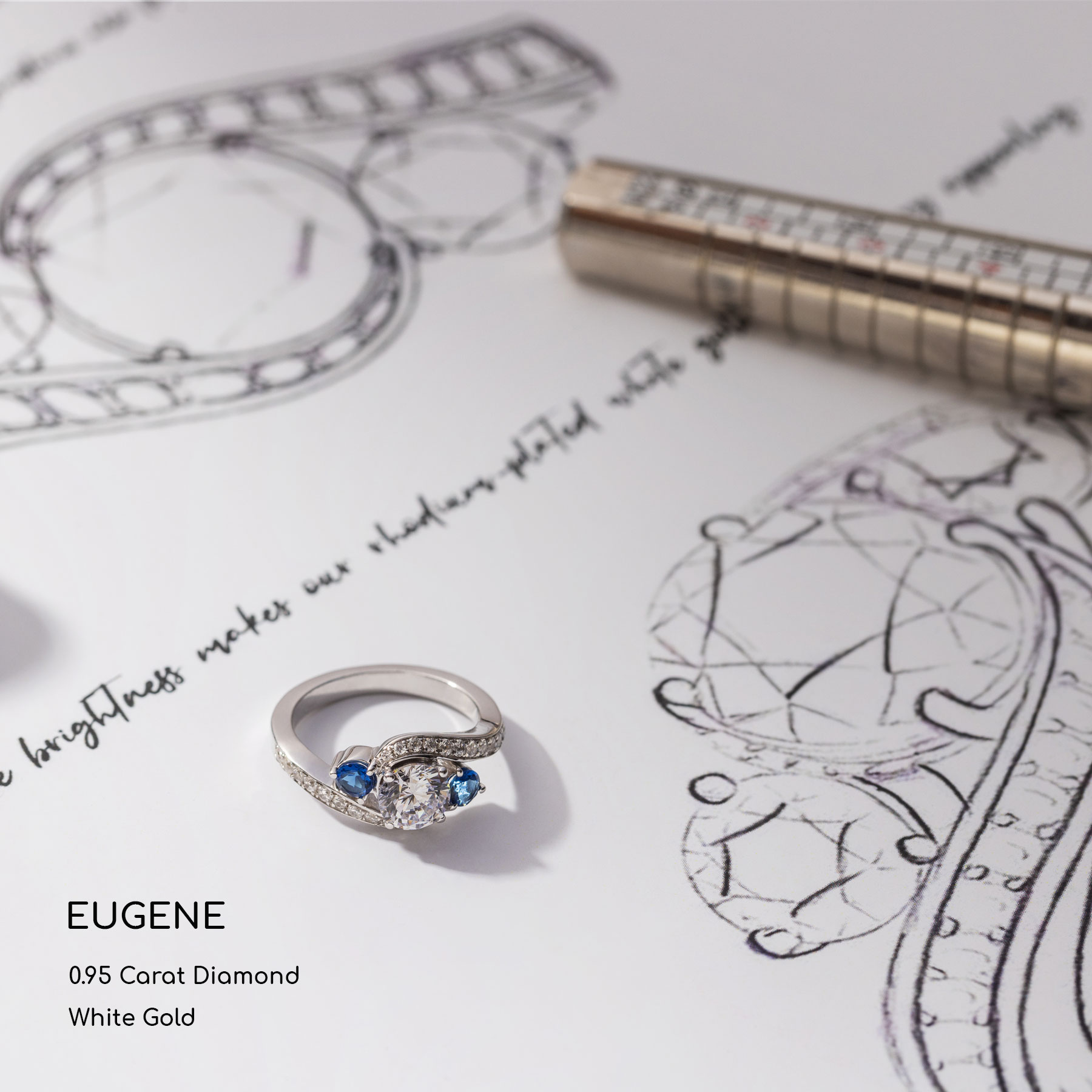 Eugene Ring with Round Amethyst, SI Diamond | 1.18 carats Round ...