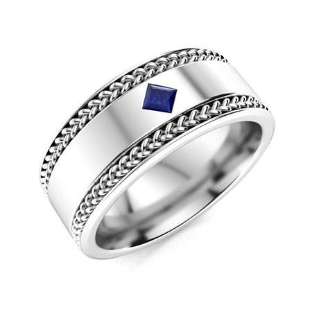 Ferrari Men's Ring with Princess cut Sapphire | 0.1 carats Square ...