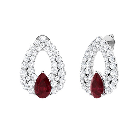 Lab Created Ruby Earrings For Women | Certified Fine Jewelry | Diamondere