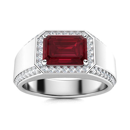 Men's Lab-Created Ruby Wedding Bands | Men's Lab-Created Ruby Rings ...
