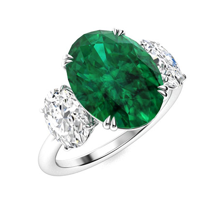 Georgina Ring with Oval Lab-created Emerald, VS Diamond | 5.75 carats ...
