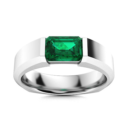 Men's Lab Created Emerald Wedding Bands | Men's Lab Created Emerald ...