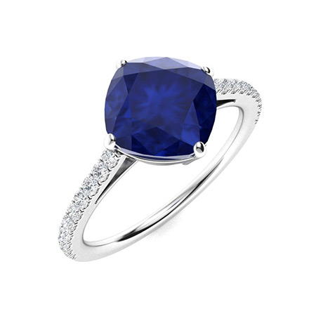 Gillian Ring with Cushion cut Sapphire, SI Diamond | 1.74 carats ...