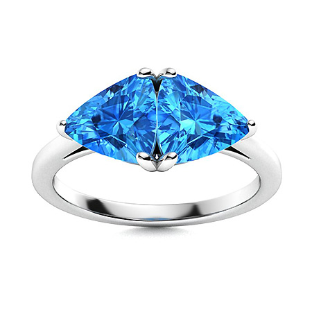 Giustina Ring with Triangle cut Blue Topaz | 3.1 carats Triangle Blue ...