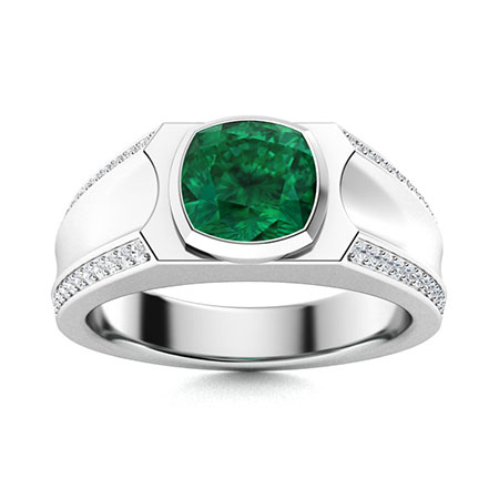 Men's Lab Created Emerald Wedding Bands | Men's Lab Created Emerald ...