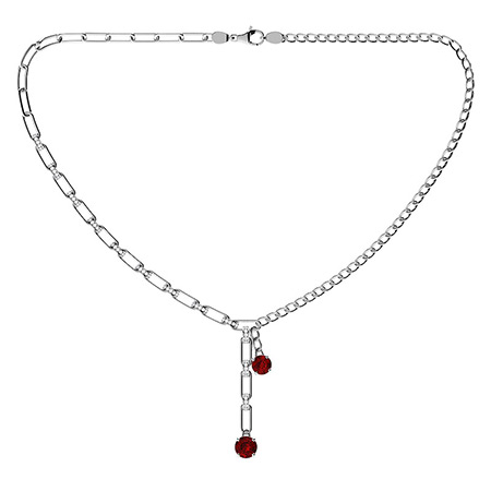 Gural Necklace with Round Garnet, SI Diamond | 5.59 carats Round Garnet ...