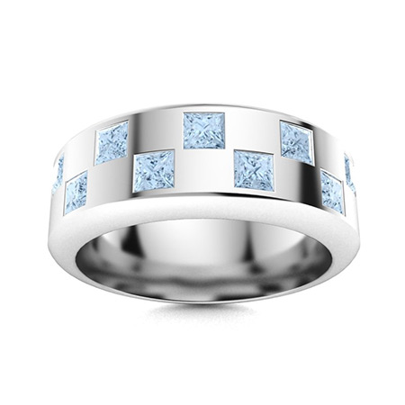 Men's Aquamarine Wedding Bands | Men's Aquamarine Rings | Diamondere ...