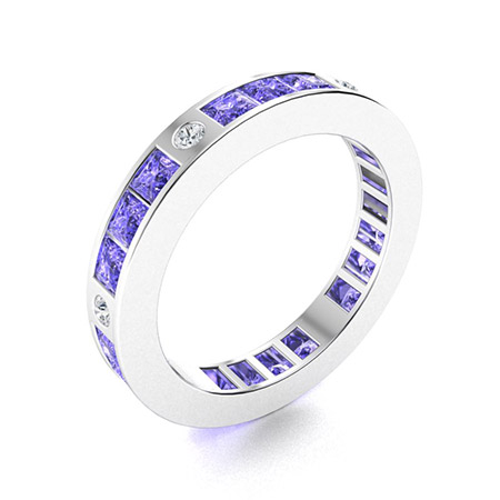 Henley Ring with Princess cut Tanzanite, SI Diamond | 1.48 carats ...