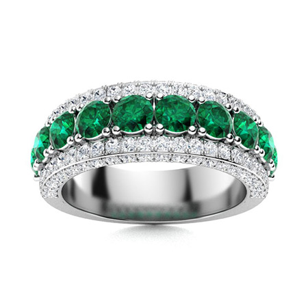 Men's Lab Created Emerald Wedding Bands | Men's Lab Created Emerald ...