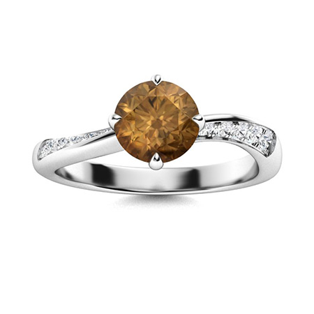 Idris Ring with Round Brown Diamond, SI Diamond | 0.93 carats Round ...