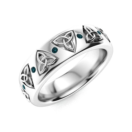 Ingram Men's Ring with Round Blue Diamond | 0.1 carats Round Blue ...