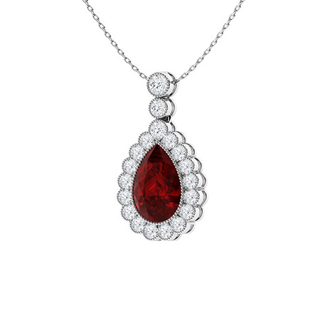 Ivey Necklace with Pear Garnet, SI Diamond | 4.9 carats Tear Drop ...