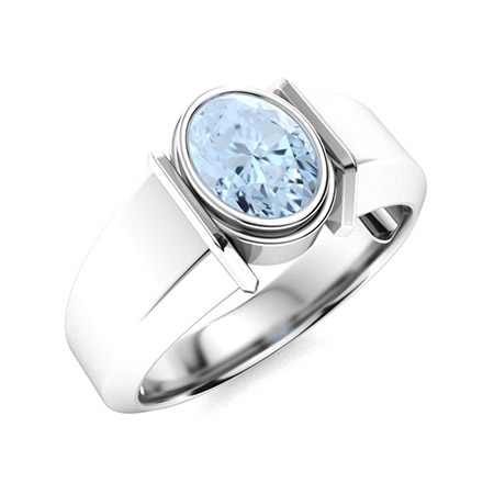 Jackson Men's Ring with Oval Aquamarine | 0.85 carats Oval Aquamarine ...