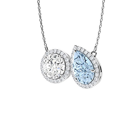Jarrett Necklace with Pear Aquamarine, SI Diamond | 1.58 carats Tear ...