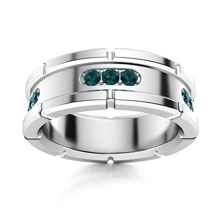 Men's Blue Diamond Wedding Bands | Men's Blue Diamond Rings | Diamondere