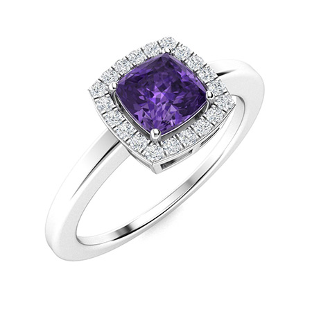 Jenica Ring with Cushion cut Amethyst, SI Diamond | 0.54 carats ...