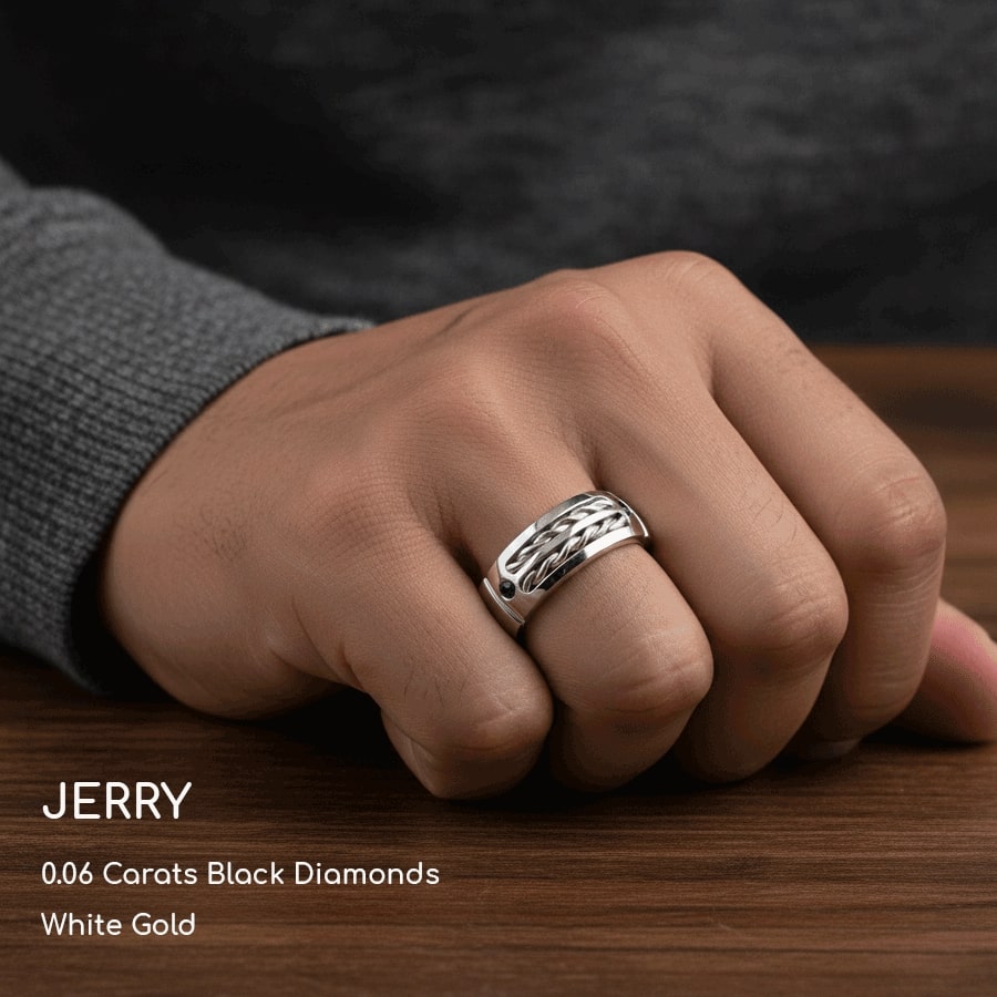 Jerry Men's Ring with Round Aquamarine | 0.06 carats Round Aquamarine ...