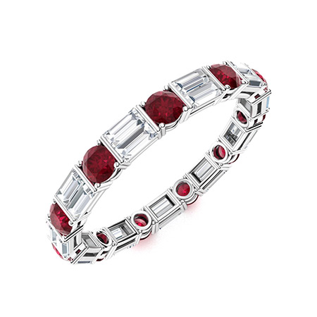 Juniper Ring with Round Ruby, VS Diamond | 1.96 carats Round Ruby Wedding Ring in 14k White Gold ...