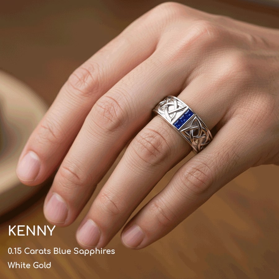 Kenny Men's Ring with Princess cut Sapphire | 0.15 carats Square ...