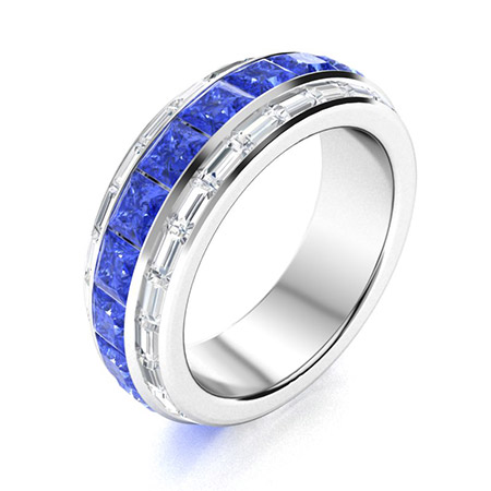 Kyree Ring with Princess cut Ceylon Sapphire, VS Diamond | 4.96 carats ...