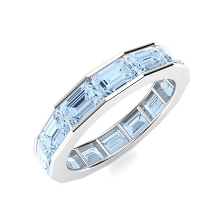 Lance Ring with Emerald cut Aquamarine | 4.58 carats Rectangle ...